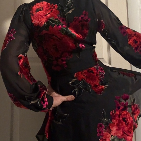 Gianni Bini | Tops | Black Velvet And Red Roses | Poshmark